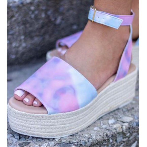 Wild Luxe | Shoes | Pastel Tie Dye Flatform Espadrille Sandals | Poshmark